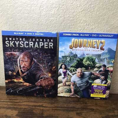 Skyscraper Blu-Ray/DVD and Journey 2 Blu-Ray w/ Slip Covers Dwayne ...