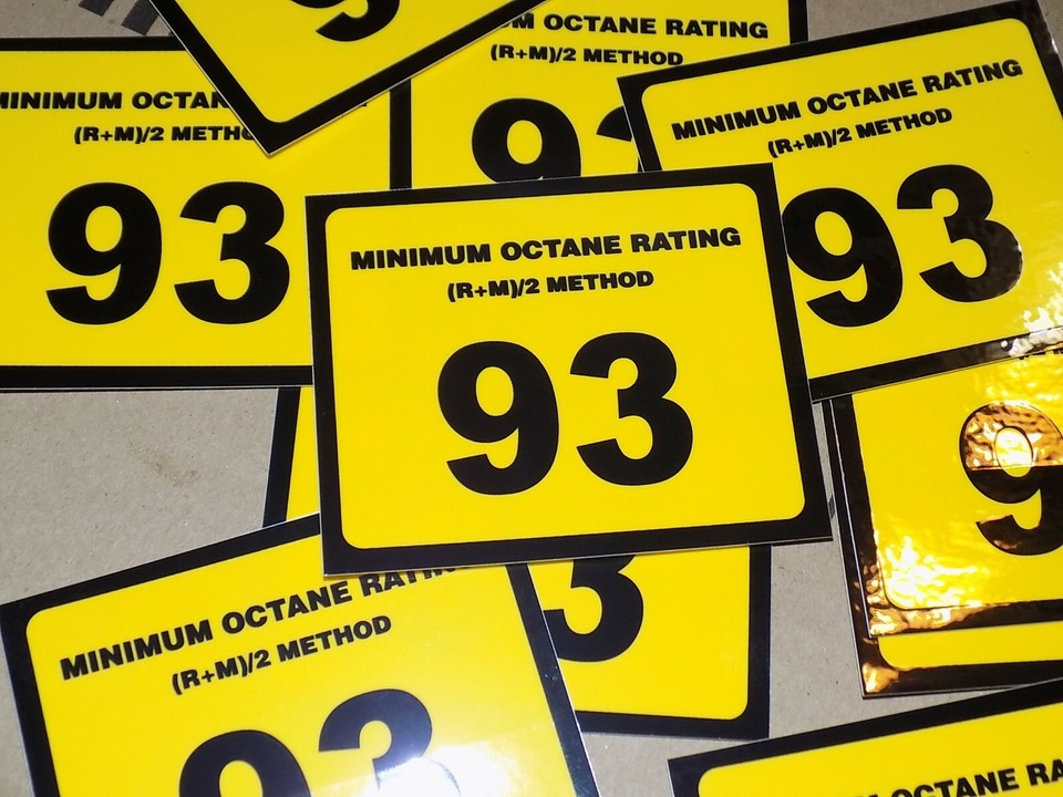 93 Octane Decal, 4-pack, Wayne, Tokheim, Gilbarco, Gas Pump Sticker ...