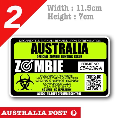 Australian Zombie Permit Card, Funny Zombie ID Card Sticker | eBay ...