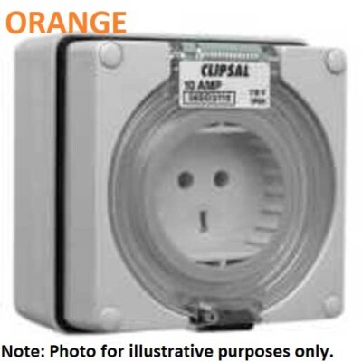 Clipsal INDUSTRIAL SURFACE SOCKET 10A 110V 2xRound Live Pins & Flat ...