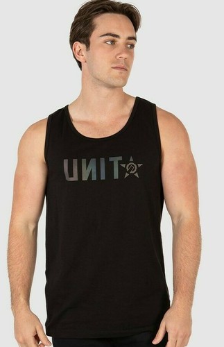 UNIT RIDERS MENS SINGLET TANK "INC" IN BLACK SKATE MX MOTOCROSS STYLED ...