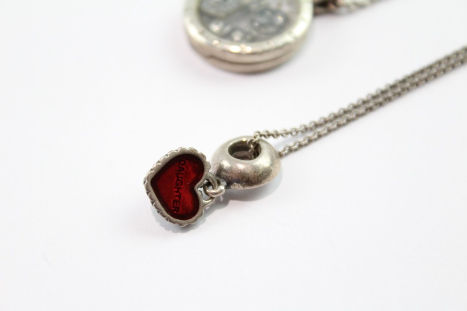 Sterling Silver Pandora Necklaces Locket Pendant Heart Charm x 2 (23g ...