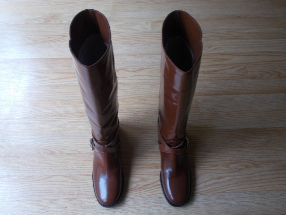 Marc by Marc Jacobs Tall Flat Riding Boots Polished Leather sz 38.5 US ...