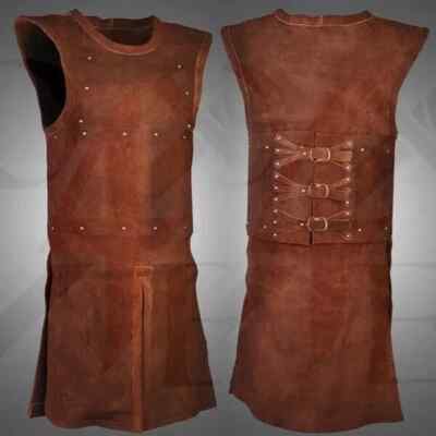 Genuine Leather Fantasy Tunic Coat For Medieval With Adjustable straps ...