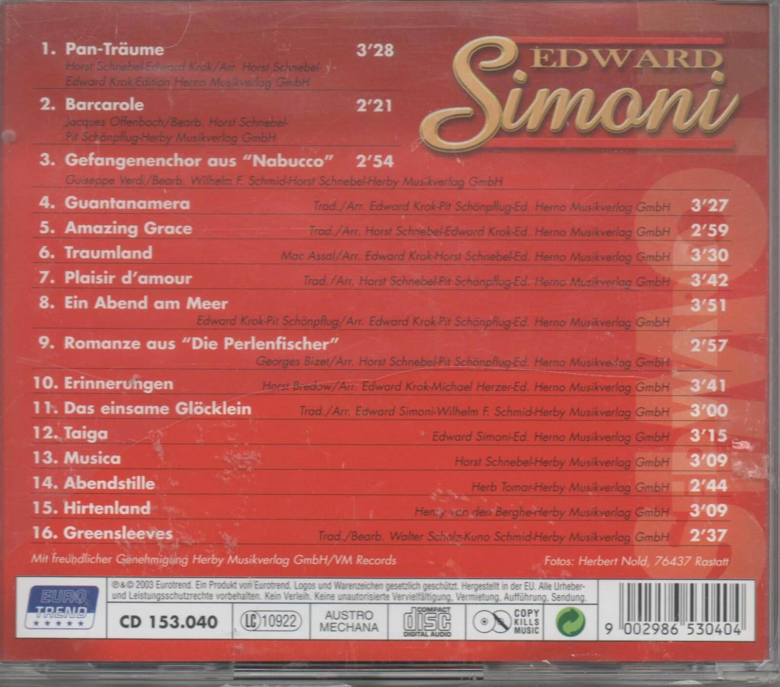 Edward Simoni Panflöte CD NEU Greensleevers Barcarole Guantanamera ...