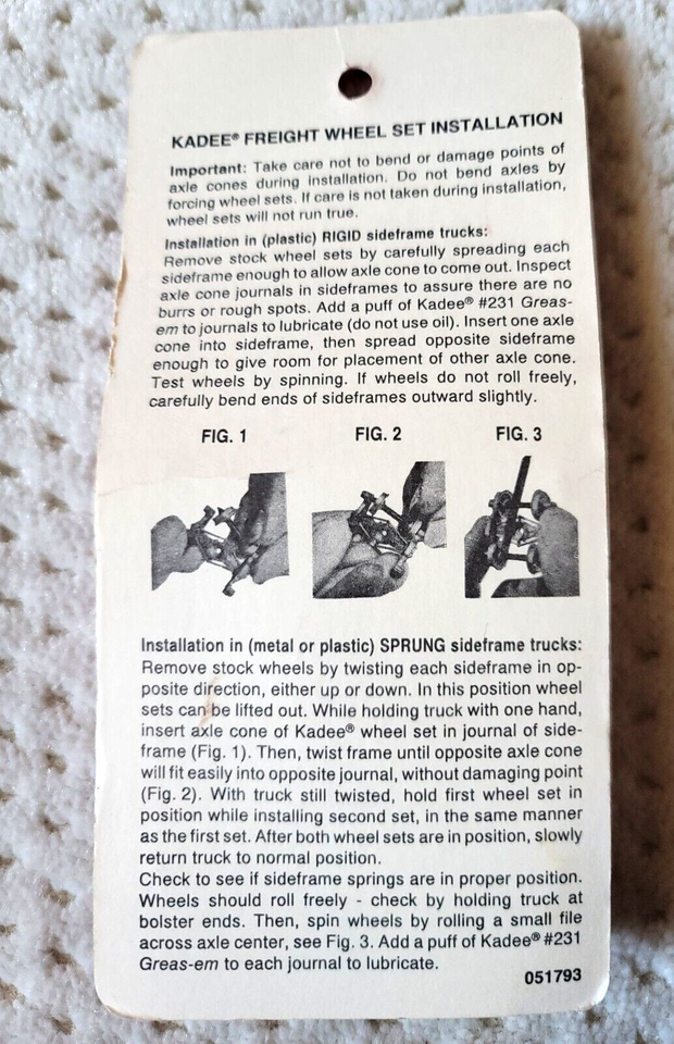 VTG NOS Kadee 520 33" Contoured Wheel sets-12 Free Rolling,Non-Magnetic ...