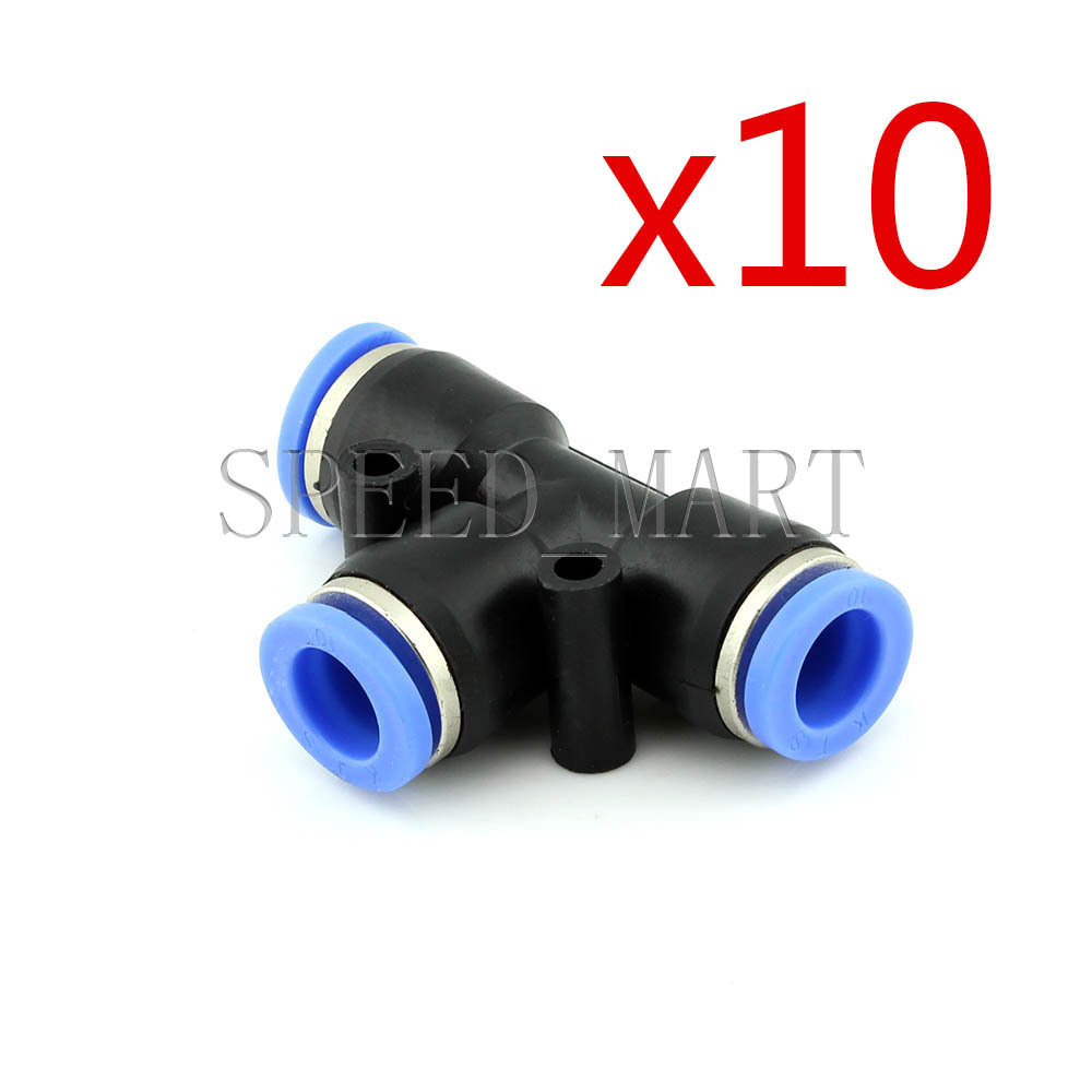 10 x T-junction PE10 Pneumatic Air 3 Way Quick Fittings Connector 10mm ...