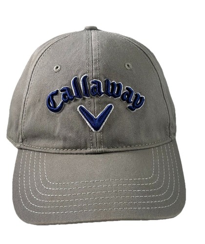 Callaway Golf Hat Cap Strap Back Embroidered Blue Logo Gray Adjustable ...