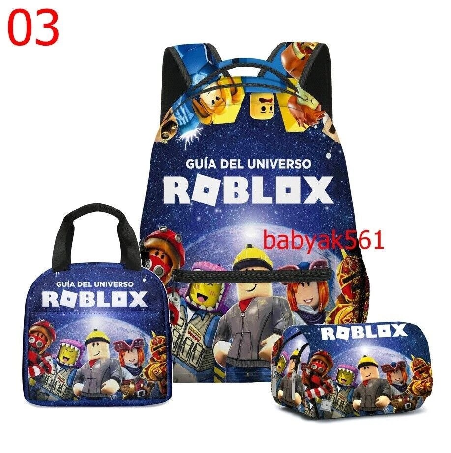 Cartoon⭐Roblox⭐3D Backpack Lunch Bag Pencil Case Kid School Bag Travel ...