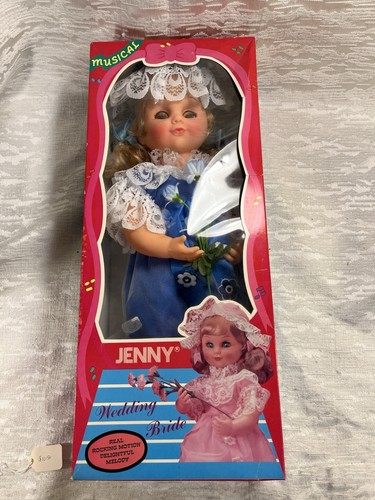 Vintage JENNY WEDDING BRIDE With Flowers Celloid Doll Musical Wind In ...
