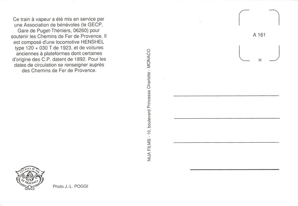 Chemins De Fer De Provence Barreme Monaco Locomotive Tender Engine ...
