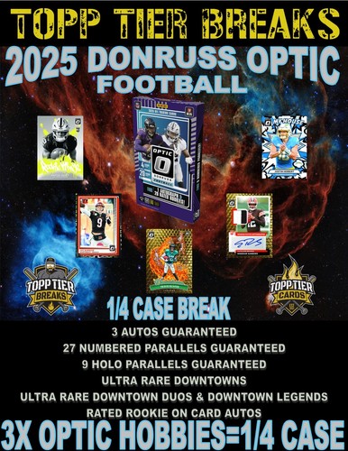 PHILADELPHIA EAGLES 2025 DONRUSS OPTIC FOOTBALL 4 HOBBY BOX 1/4 CASE ...