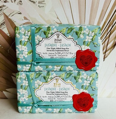 2-Pack Zeni ~ Jasmine Fine Triple Milled Bar Soap 4 Bars 7 oz Each | eBay
