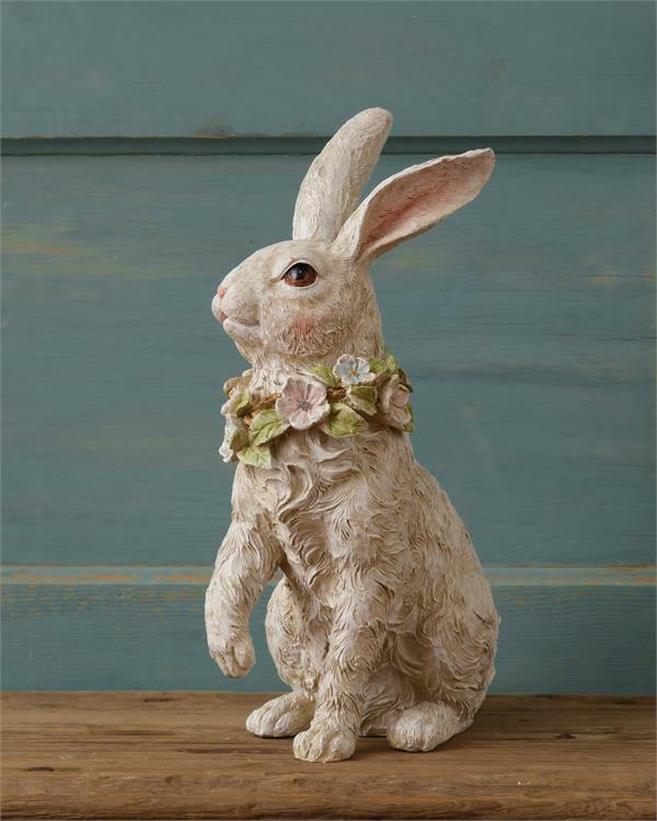 New BUNNY With FLOWERS SITTING 14" Easter Rabbit Spring Farmhouse ...