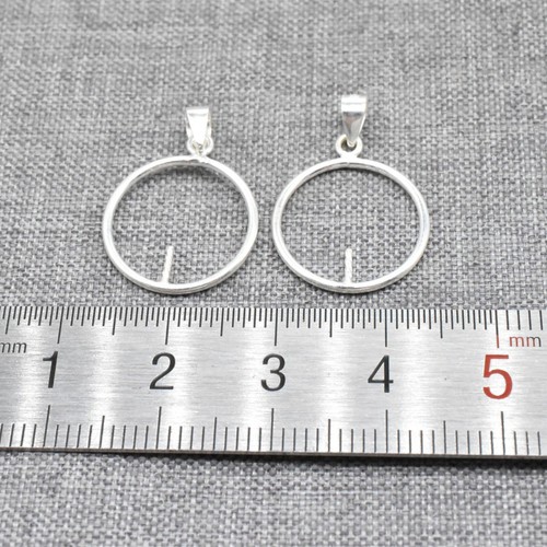 2 Sterling Silver Circle Charm w/ Twist Peg for Pearl 925 Silver Round ...