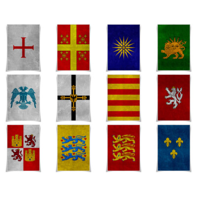 Medieval Kingdoms Emblem Poster Fabric Print - Heraldic Wall Art Home ...