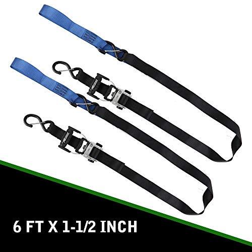 2Pk Heavy Duty Motorcycle Ratchet Tie Down Straps, 1.5" x 6' Safety ...