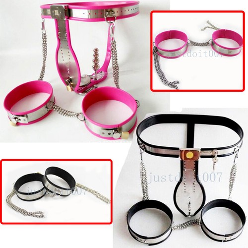 2 Colors Chastity Belt Stainless Steel Underwear Lockable Thigh Leg ...