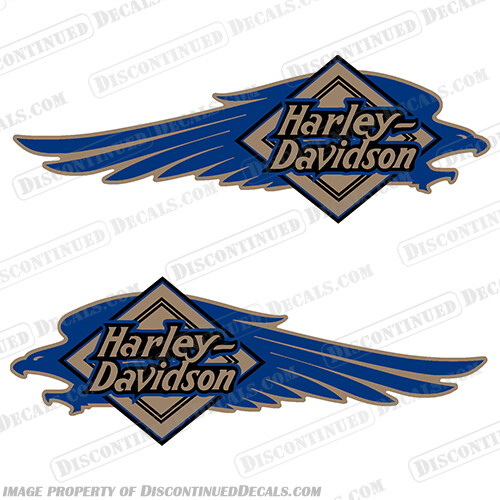 Fits Harley-Davidson FXSTC Softail Decals Gold / Blue - Fuel Tank Decal ...