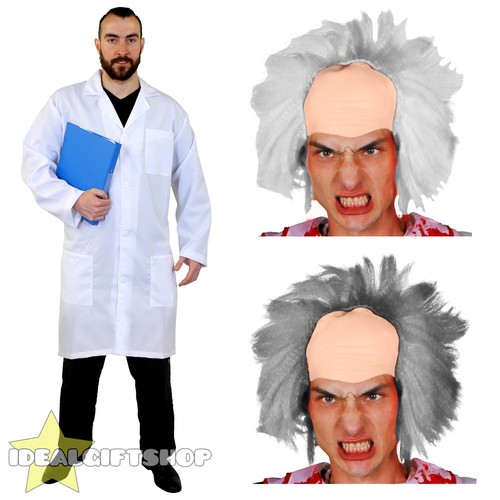 ADULTS CRAZY SCIENTIST LAB COAT DOCTOR HOSPITAL EXPERIMENT FANCY DRESS ...