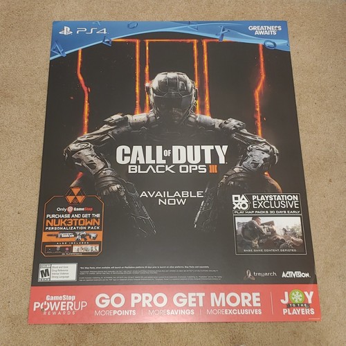 Call Of Duty Black Ops 3 Gamestop PS4 Promotional Poster 22" X 28" 2015 ...