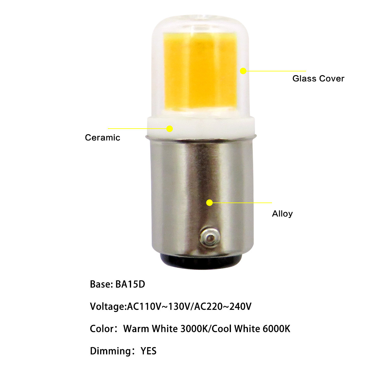 BA15D LED Bulb 1511 110V/220V 4W SBC Pygmy Bulb Fit Microwave/Sewing ...