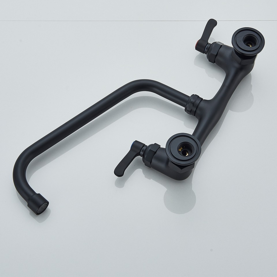 Commercial Kitchen Faucet 8" Center Wall Sink Faucet 2-Handle Mixer ...
