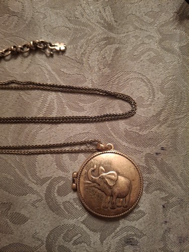 Vintage Elephant 30" Lucky Brand Locket Pendant Chain Necklace Women's ...