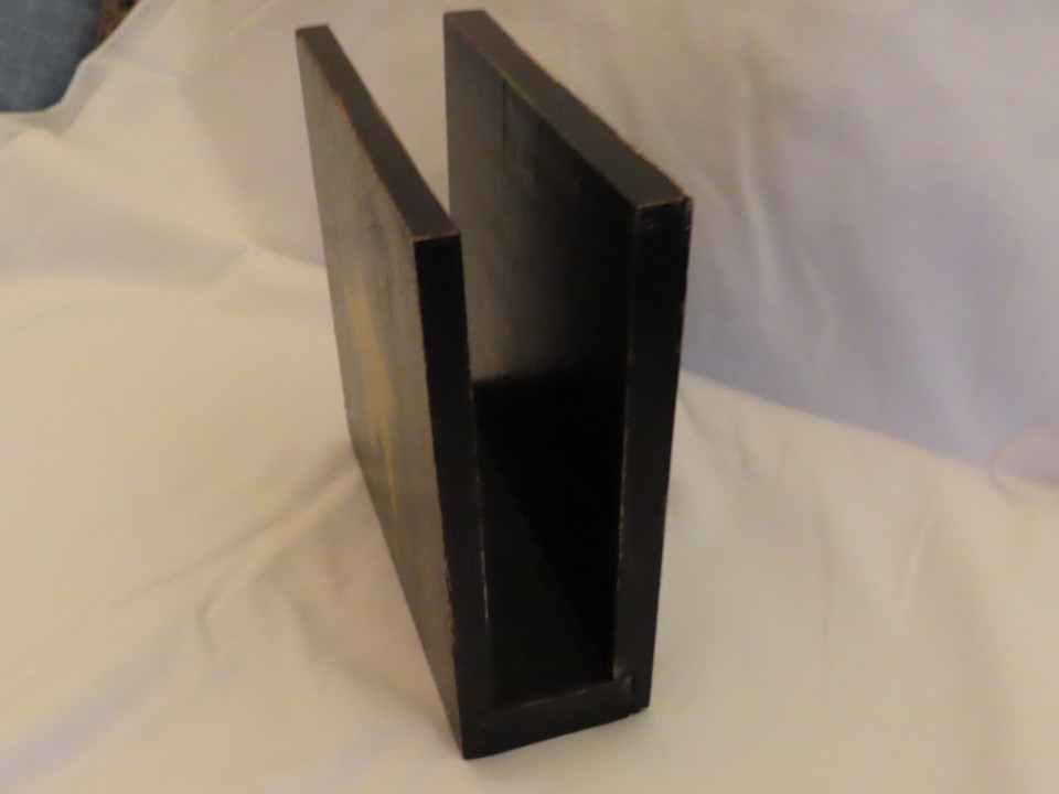 Primitive Wooden Wood Napkin Holder Lamp Black Hand Painted With ...