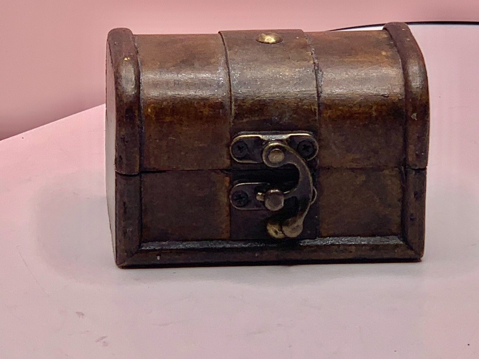 Small Dark Trunk Box with Brass Colored Accents Vintage Chest | eBay