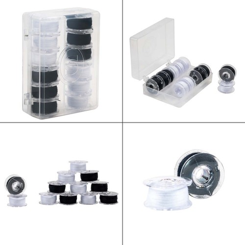 Transparent Plastic Class 15 Bobbins - Threaded In Case Black & White ...