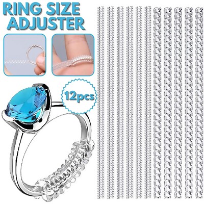 12Pcs Ring Size Adjuster Invisible Clear Ring Sizer Jewelry Fit Reducer ...