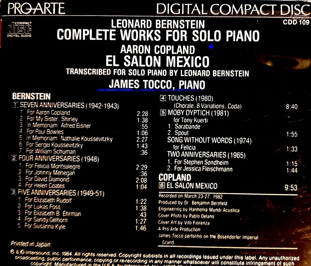 Leonard Bernstein: Complete Works for Solo Piano. James Tocco. CD Pro ...