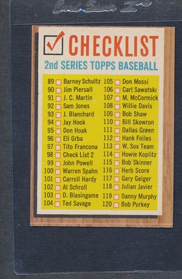 1962 Topps #098 2nd Series Checklist VG/EX *880 | eBay