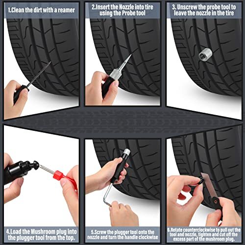 8 Packs Tire Plugger Repair Kit Mushroom Tire Plug Kit Heavy Duty Tire ...
