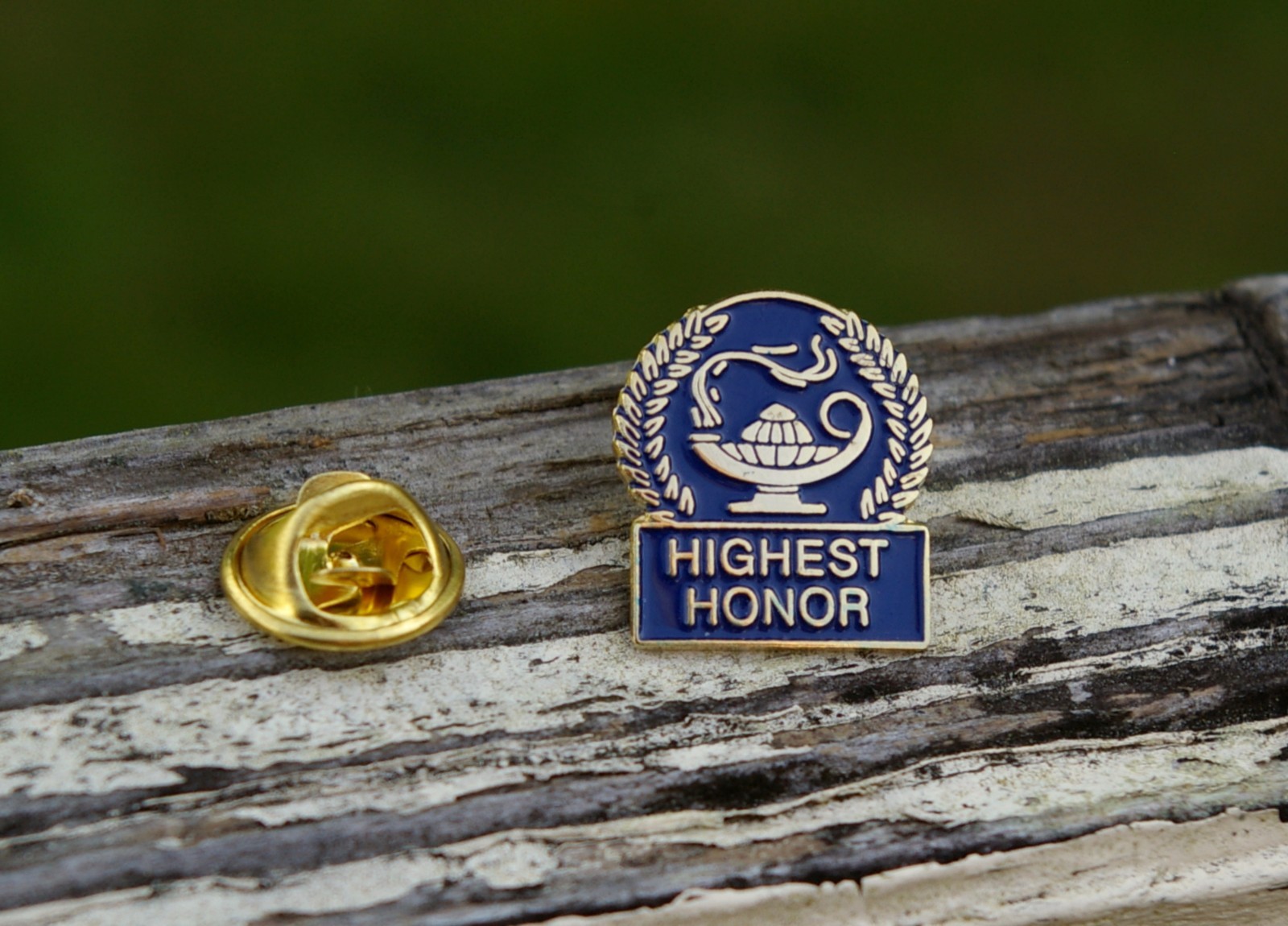 Lamp of Knowledge Highest Honor Gold Tone Metal & Blue Enamel Lapel Pin ...