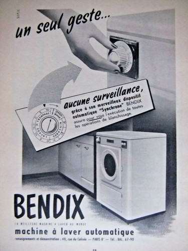 PUBLICITÉ DE PRESSE 1951 MACHINE A LAVER BENDIX AUTOMATIQUE ...