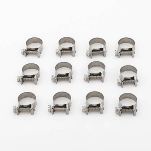 12 X Mini Hose Clips Clamps 17mm-19mm 304 Stainless Steel Fuel Pipe ...