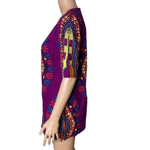 ASHRO Dashiki Mini Dress Womens 8 African Purple Yellow Cultural ...
