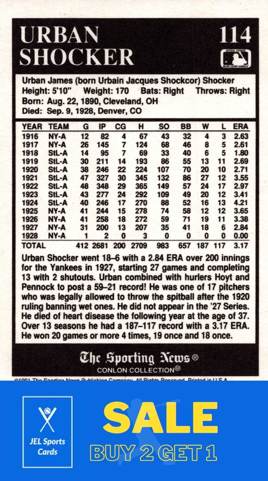 1991 Conlon Collection TSN #114 Urban Shocker | eBay