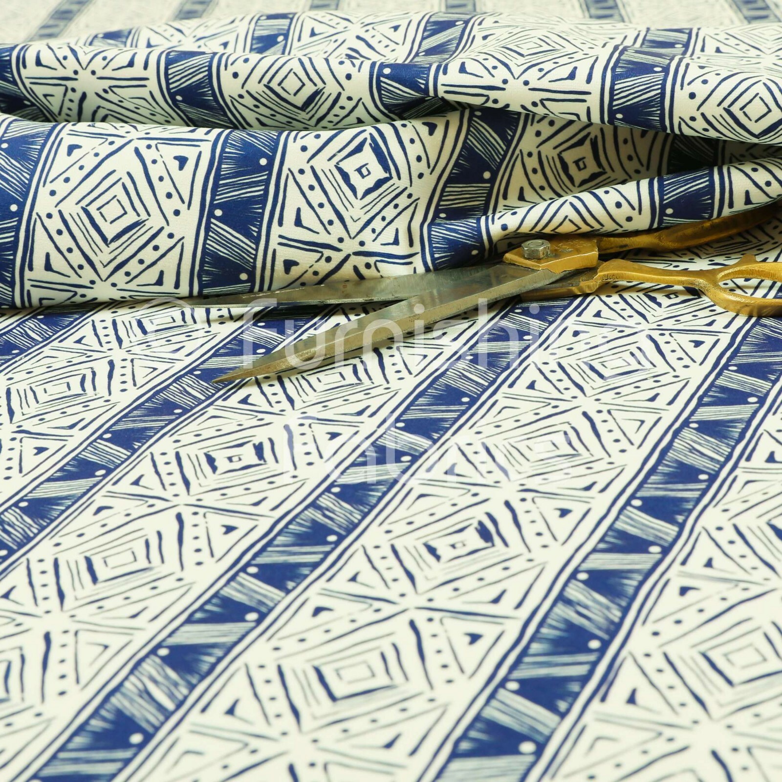 Modern Printed Velvet Blue Geometric Greek Tile Pattern Upholstery ...