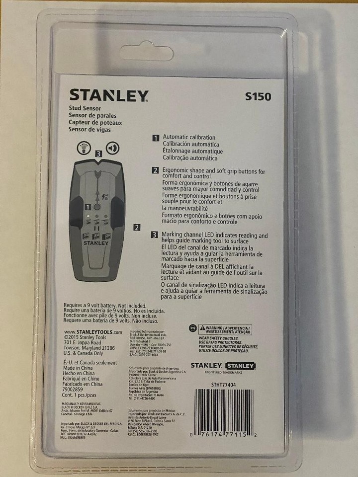 Stanley Stud Sensor S150 STHT77404 AC Live Wire Detection Brand New and ...