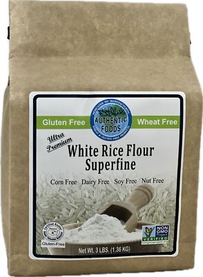 Superfine Gluten Free White Rice Flour 3 Pound Pack Kosher Dairy Nut ...