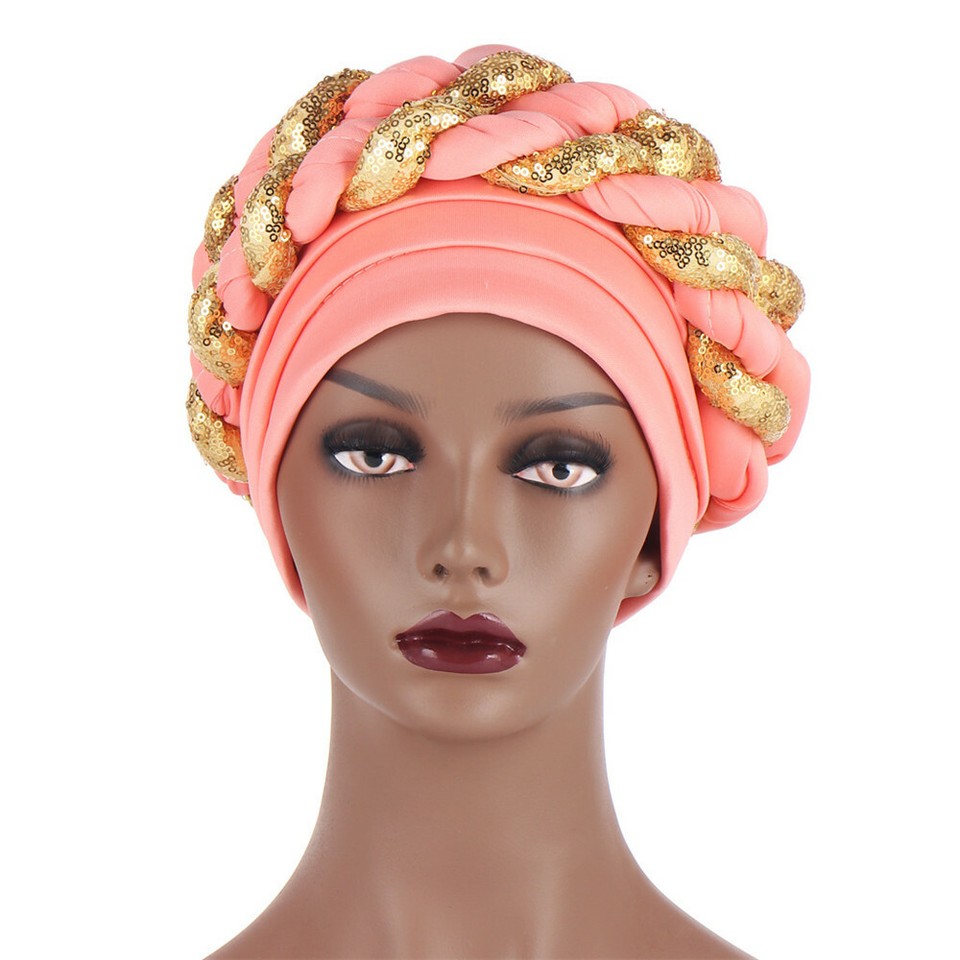 Nigerian African Auto Gele Headtie Women Braid Hat Muslim Turban Hijab ...
