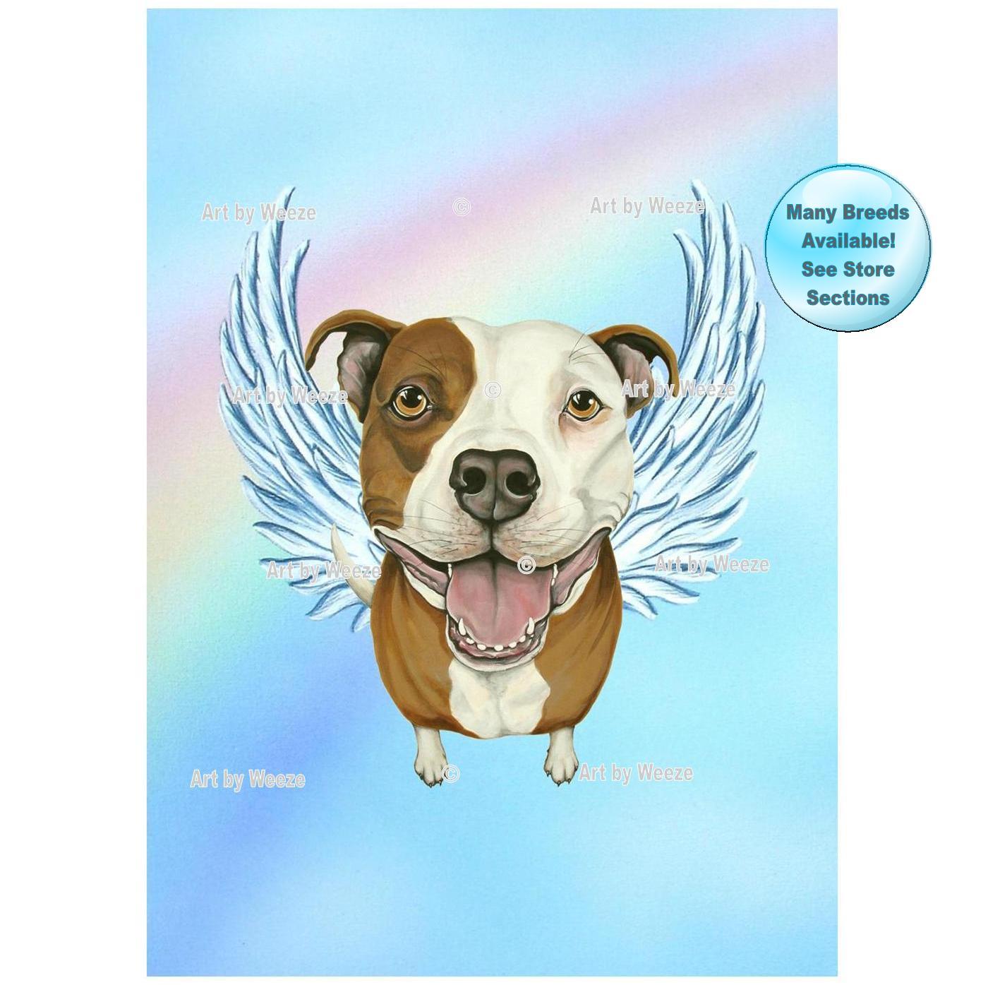 Pitbull Angel Art Pet Memorial Dog With Angel Wings Pit Bull Pet Loss ...