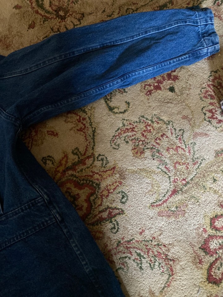 Vintage Woolrich Denim Barn Coat Blanket Lined Jean Jacket Leather ...