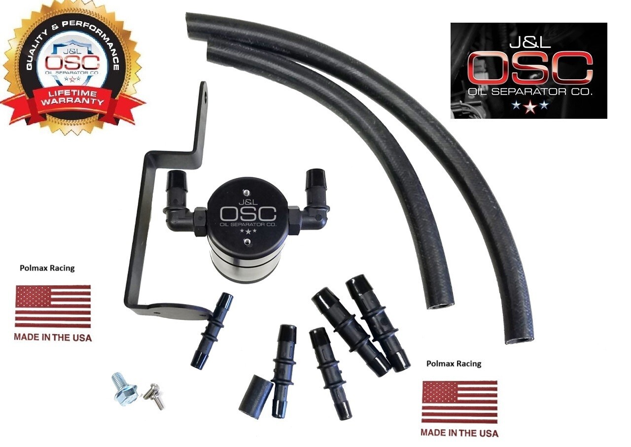 New J&L / JLT Performance black billet PS oil separator catch can kit ...
