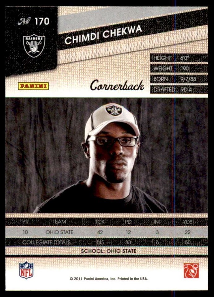2011 Panini Threads Chimdi Chekwa RC RC #170 | eBay
