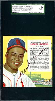 Brooks Lawrence JSA SGC Coa Signed 1955 Red Man Tobacco Rookie ...