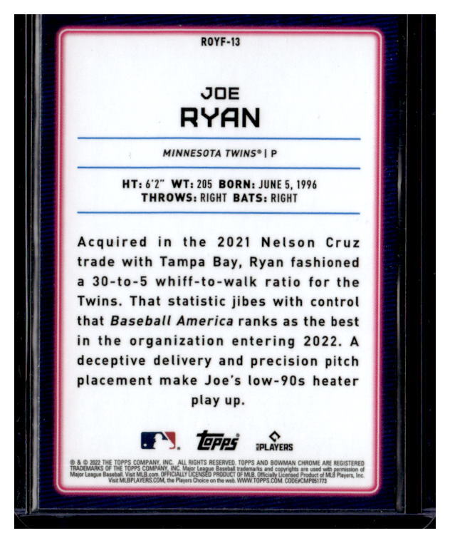 2022 Bowman #ROYF-13 Joe Ryan Rookie of the Year Favorites | eBay